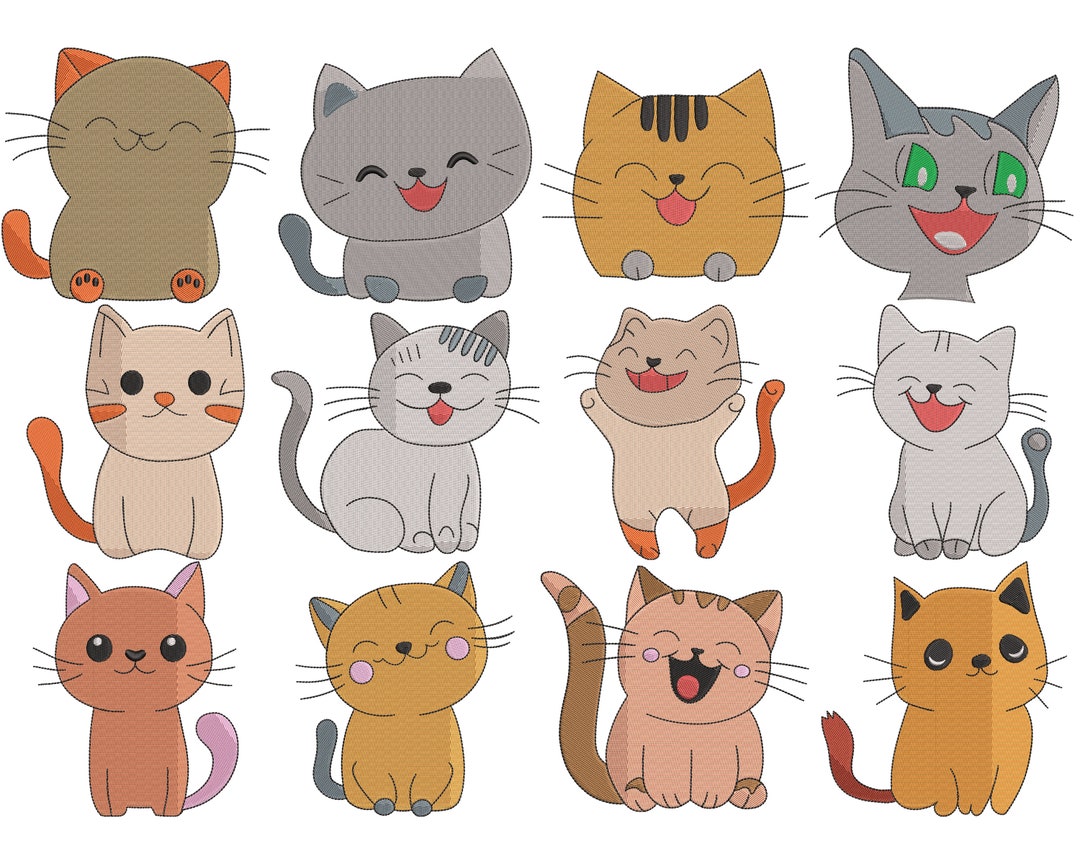 Cats Machine Embroidery Bundle. Cute Mini Kittens Embroidery Mini ...