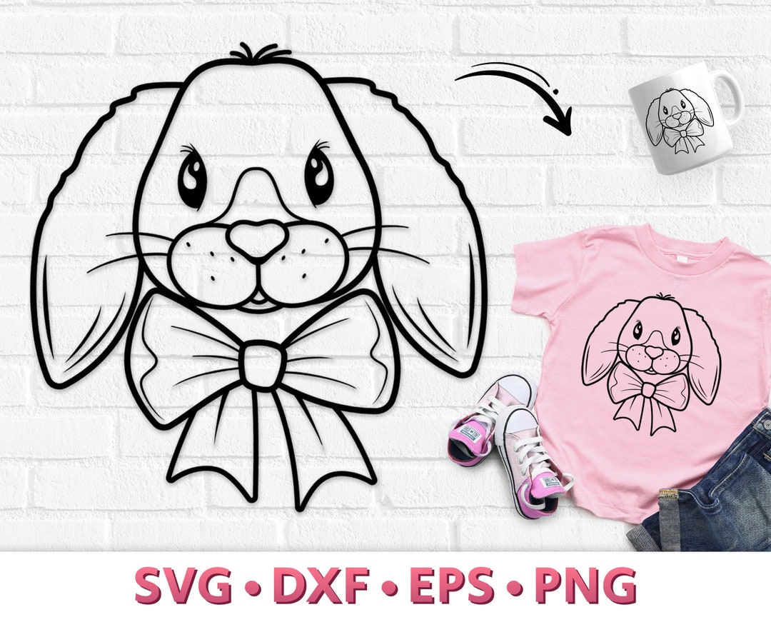 Bunny With Bow Svg, Easter Bunny Cut File Png, Dxf for Cricut ...