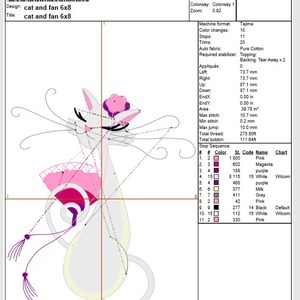 Cat With a Fan Machine Embroidery Design, 3 Sizes, Dst, Pes, Hus, Exp ...