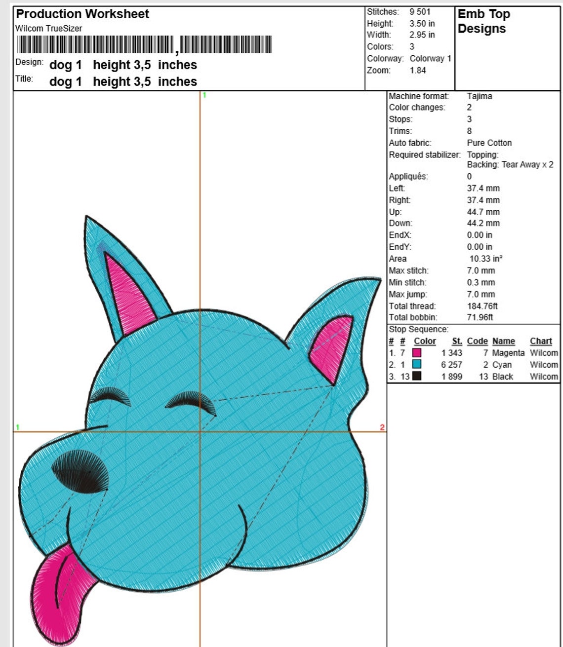 Dog Cartoon Face Machine Embroidery Design 6 Sizes - Etsy