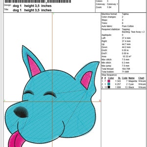 Dog Cartoon Face Machine Embroidery Design 6 Sizes - Etsy