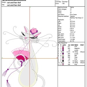 Cat With a Fan Machine Embroidery Design, 3 Sizes, Dst, Pes, Hus, Exp ...