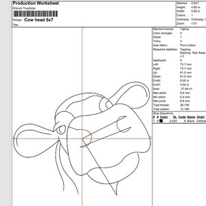 Cow Head Redwork Machine Embroidery Design 5 Sizes, Farm Applique ...