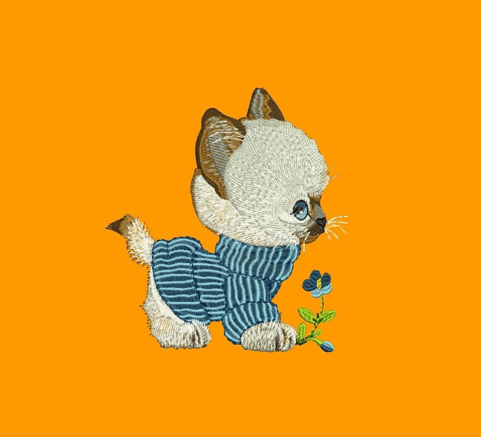 Cat Playing With a Flower Machine Embroidery Design Pes - Etsy