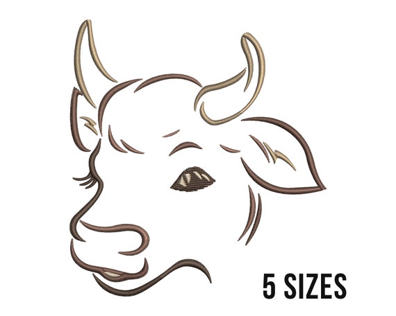 Bull Head Embroidery Design 5 Sizes Farm Animals Applique | Etsy