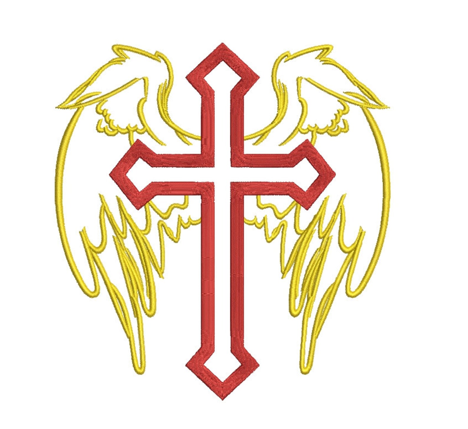 Christian Cross With Wings Machine Embroidery Design 3 - Etsy