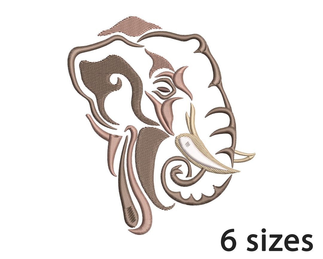 Elephant Machine Embroidery Design 6 Sizes, Safari Applique Pattern ...
