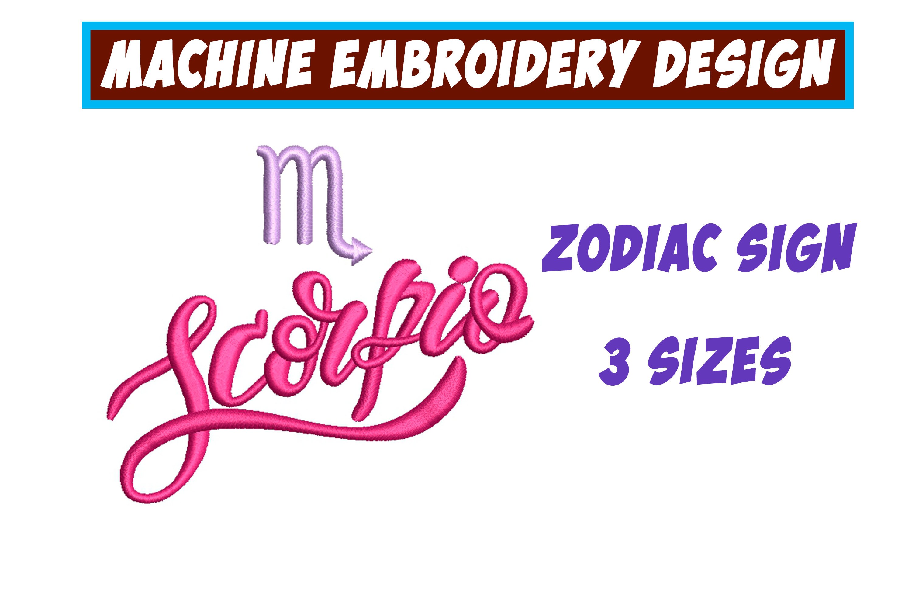 Scorpio Zodiac Sign Machine Embroidery Design 3 Sizes - Etsy