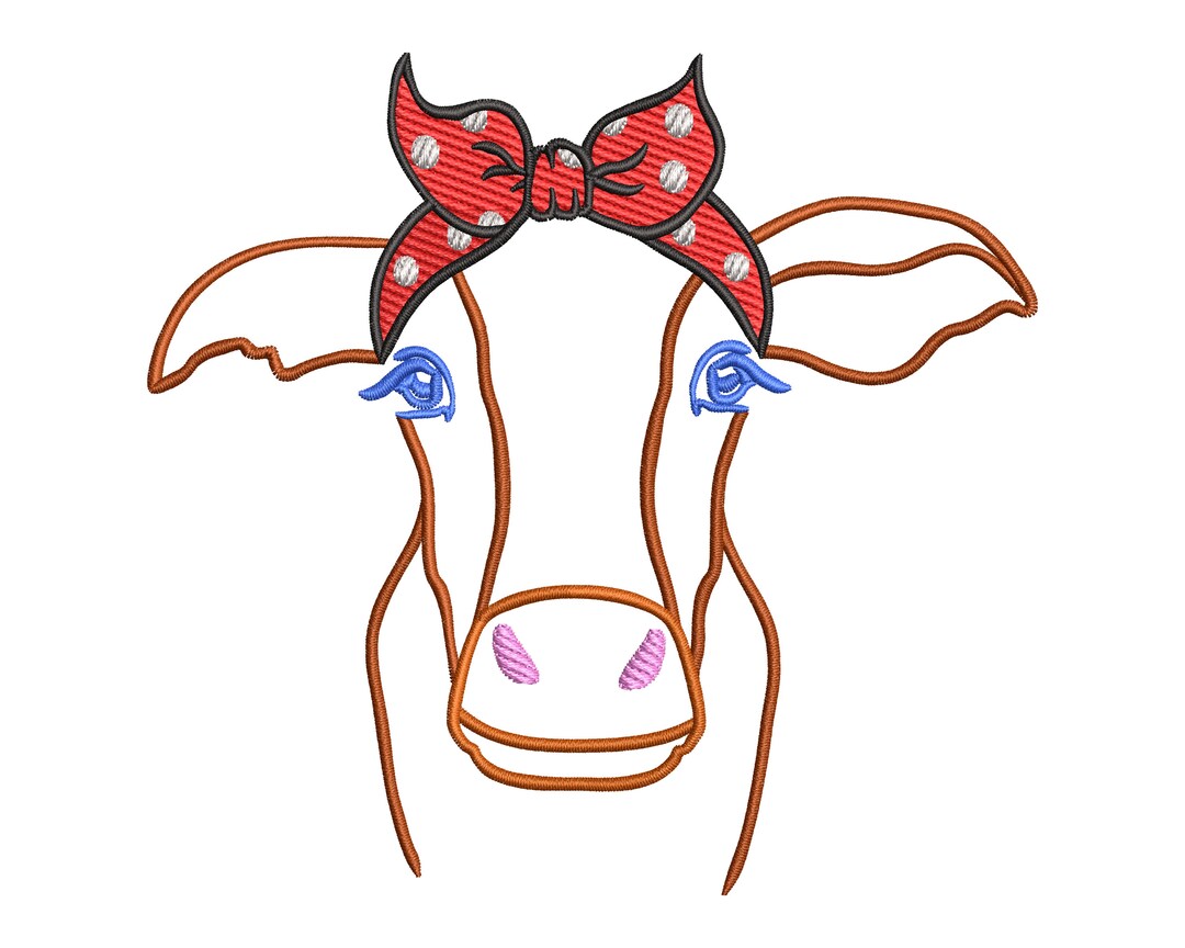 Cow Machine Embroidery Design 4 Sizes, Farm Animal With Bandana ...