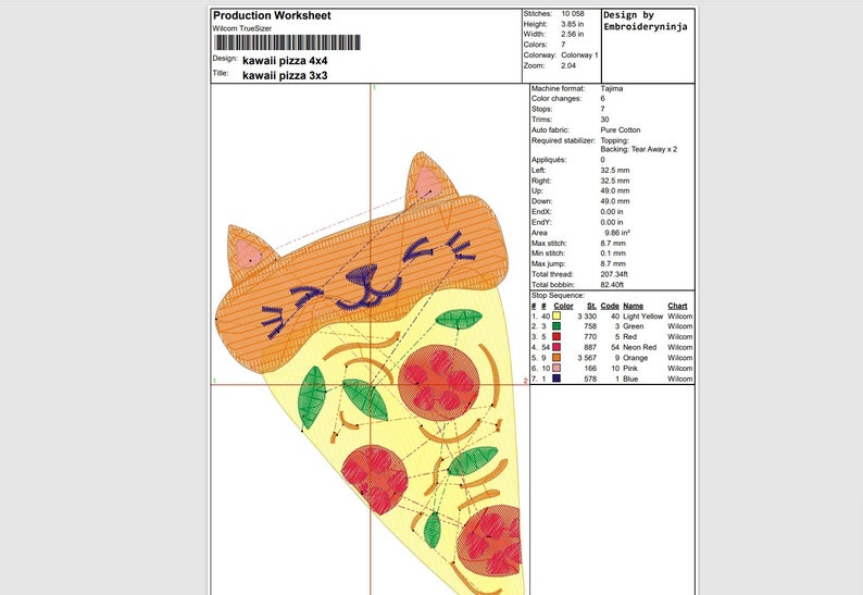 Kawaii Pizza Machine Embroidery Design. Kawaii Cute Japanese - Etsy