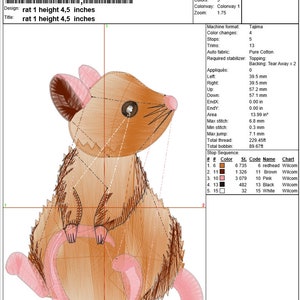 Rat mouse Machine Embroidery Design 5 Sizes / Dst, Hus, Pes, Vp3, Jef ...