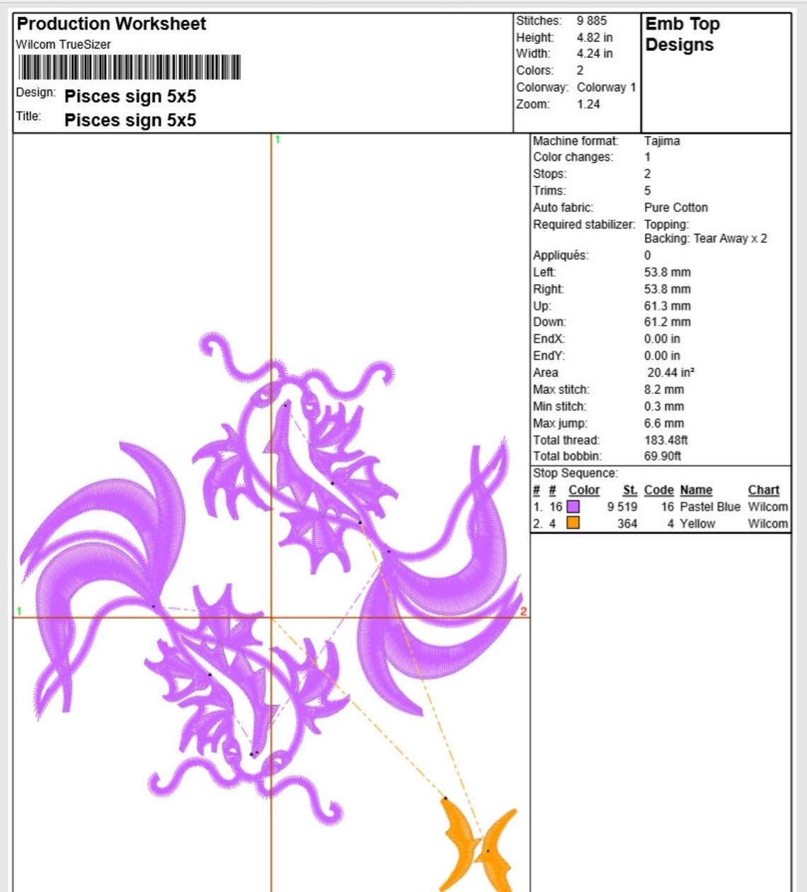 Pisces Zodiac Sign Machine Embroidery Design 3 Sizes - Etsy