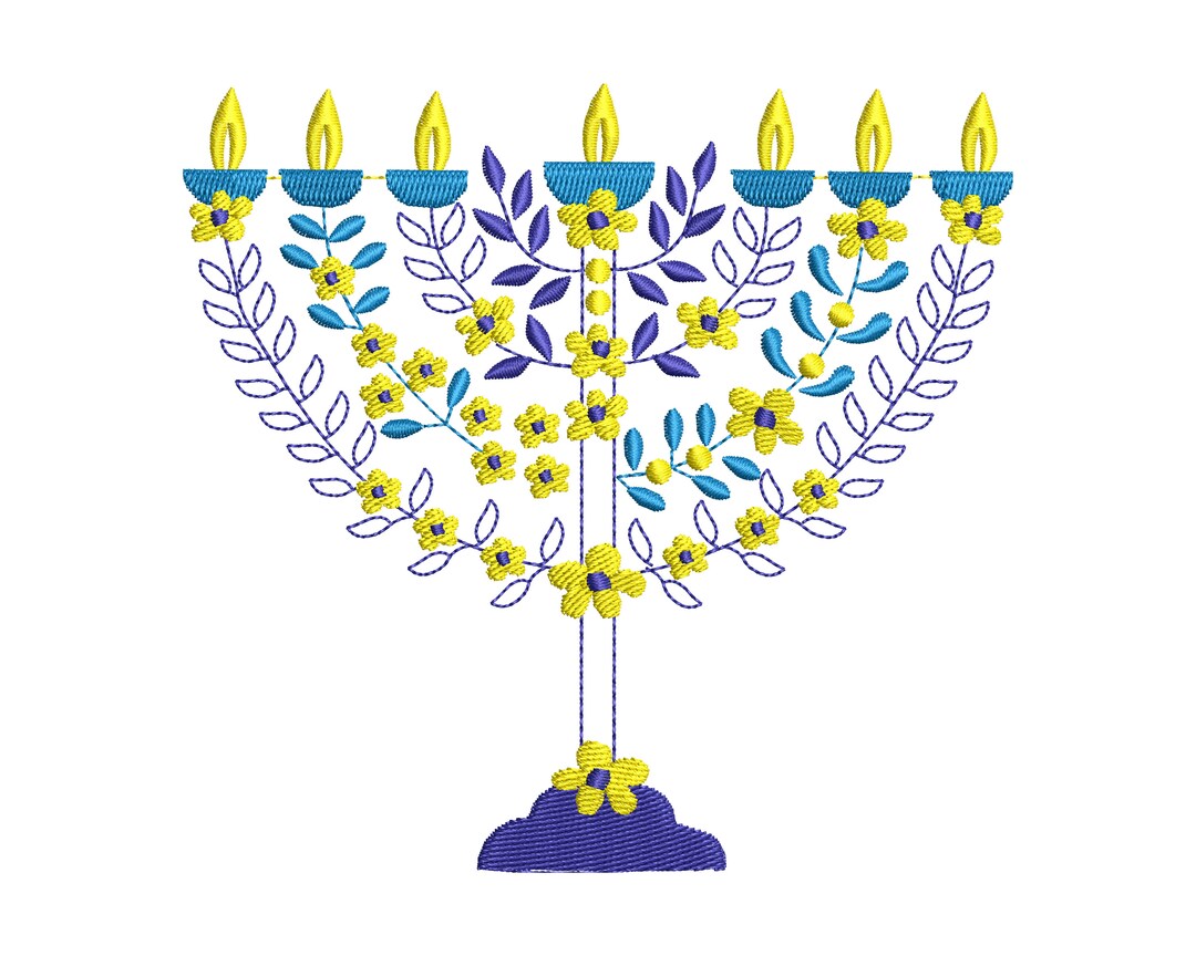 Menorah Hannukah Machine Embroidery Design 3 Sizes, Jewish Holidays ...