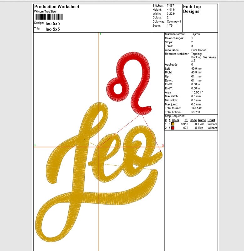 Leo Zodiac Sign Machine Embroidery Design 3 Sizes Pes - Etsy