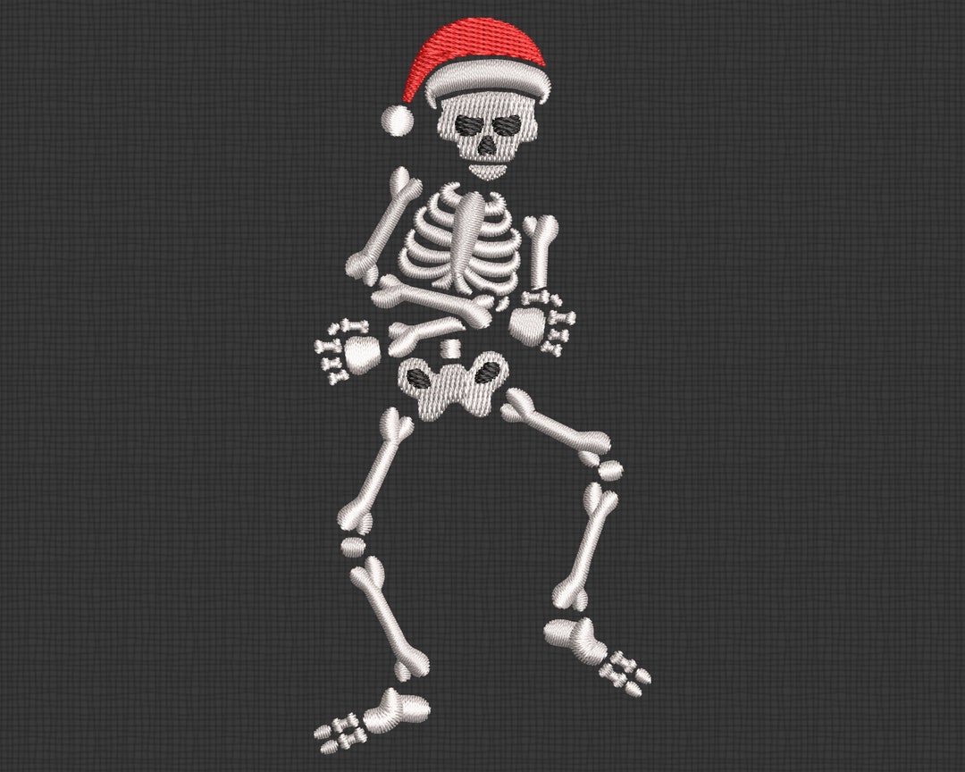 Dancing Skeleton in Santa Hat, Christmas Machine Embroidery Design 5 ...