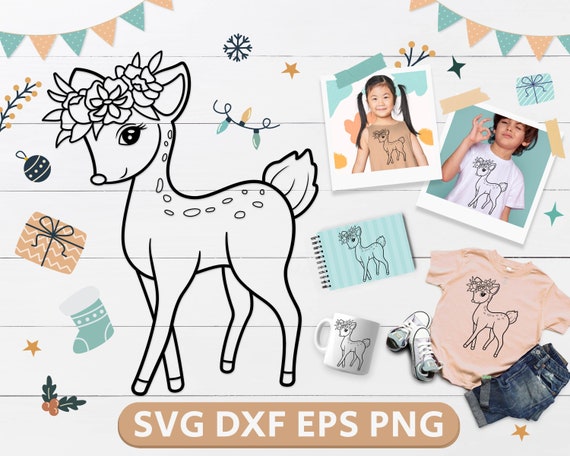 Baby Deer Svg Cute Animal Cut File Reindeer Design Png Dxf - Etsy