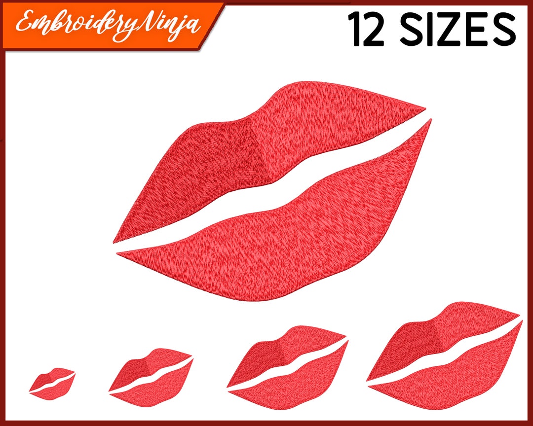 Lips Machine Embroidery Design, Kiss Embroidery, Lips Embroidery File ...