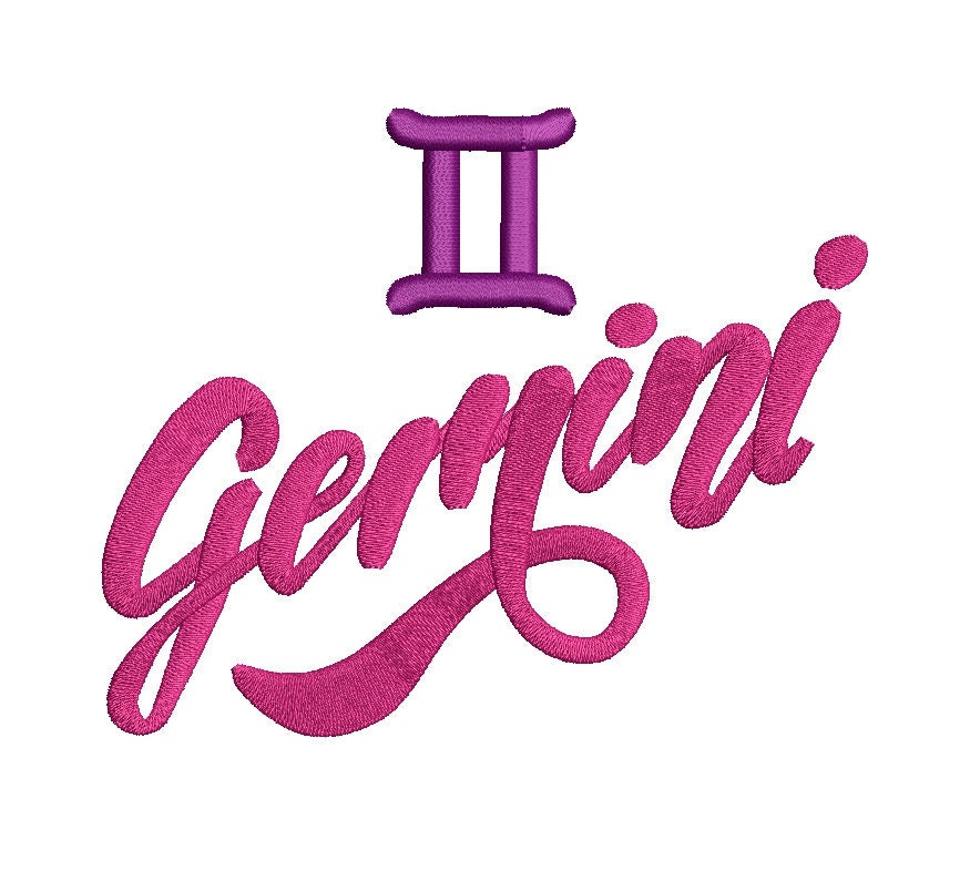 Gemini Zodiac Sign Machine Embroidery Design 3 Sizes - Etsy