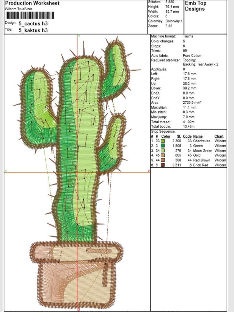 Cactus/succulent Machine Embroidery Design. Pes Dst Hus - Etsy