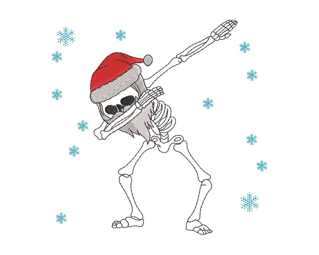 Dancing Santa Claus Skeleton, Dabbing Santa Machine Embroidery Design 3 ...
