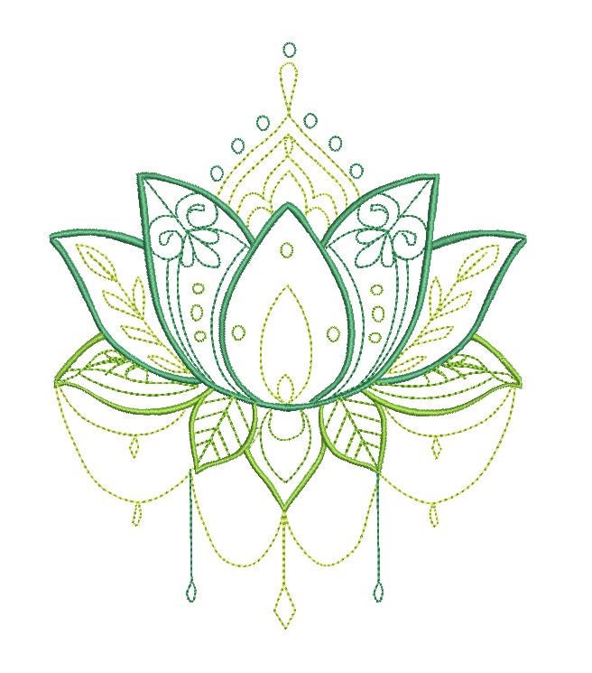 Lotus Flower Machine Embroidery Design. Lotus Embroidery | Etsy