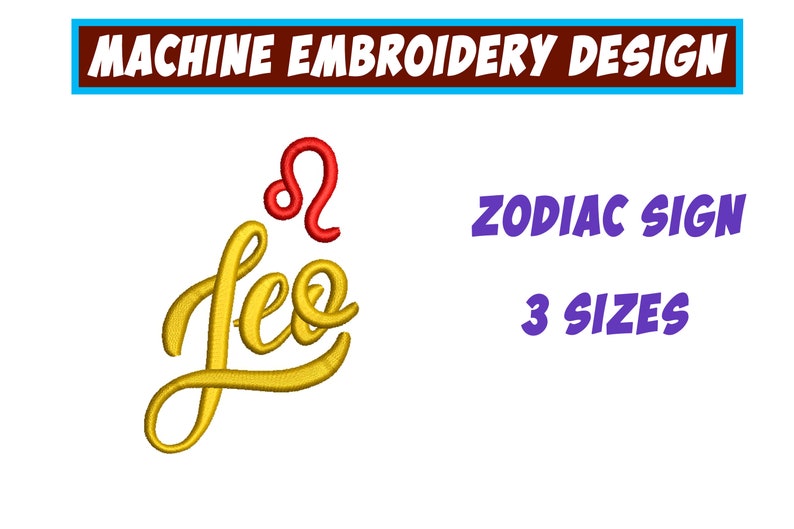 Leo Zodiac Sign Machine Embroidery Design 3 Sizes Pes - Etsy