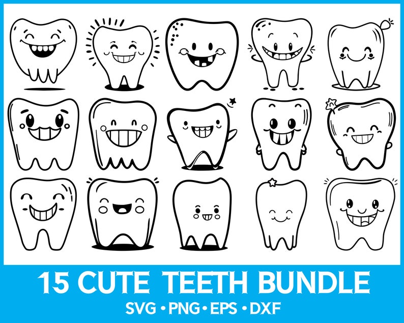 TOOTH SVG BUNDLE 15 Cute Baby Teeth Smiling Tooth Fairy - Etsy