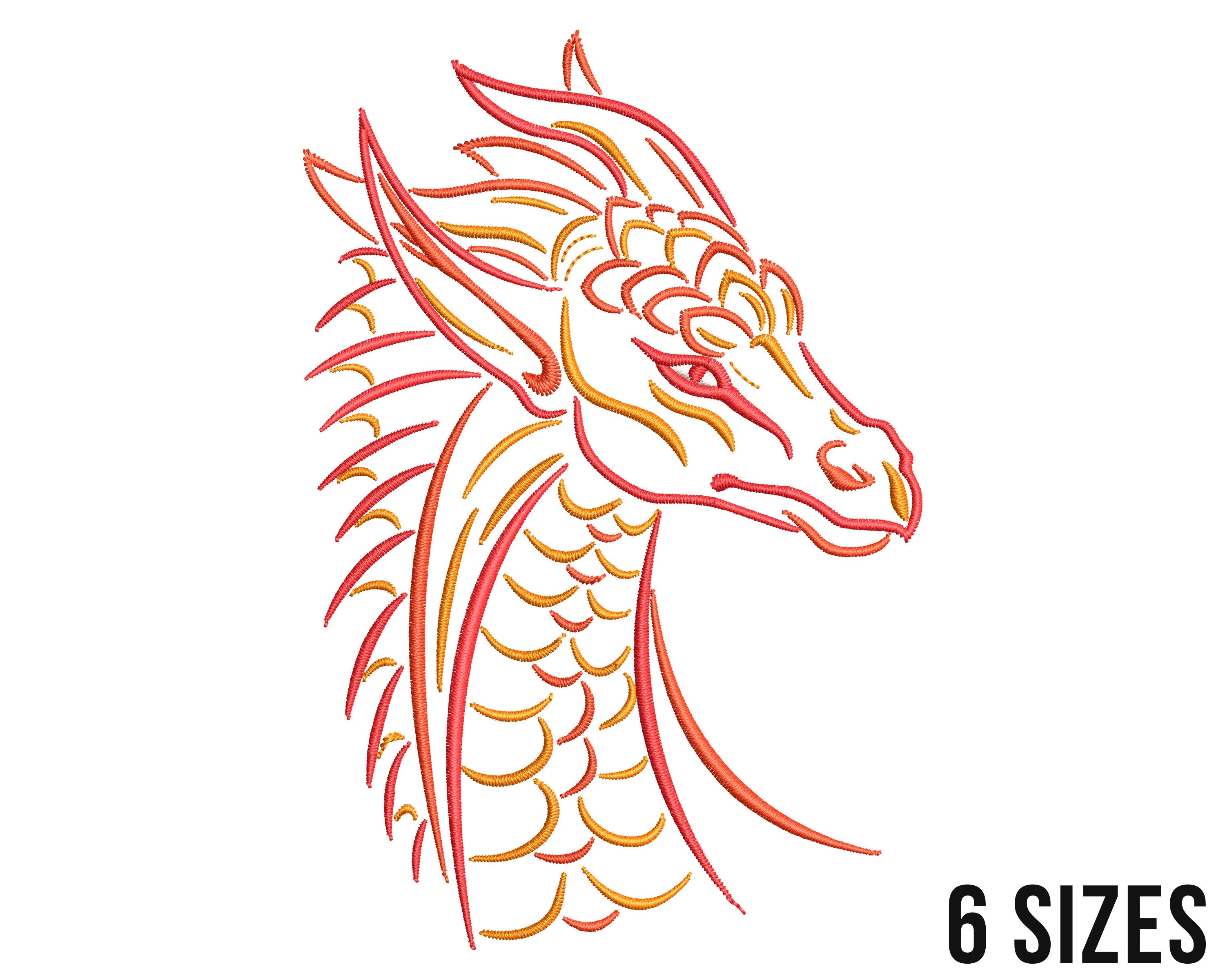 Dragon Head Embroidery Design 6 Sizes Dragon Applique - Etsy