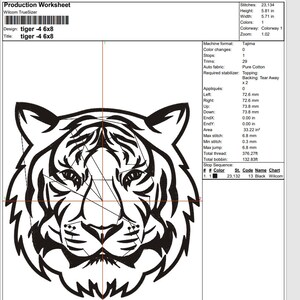Tiger Face 3 Sizes, Machine Embroidery Design. Tiger Sihlouette ...