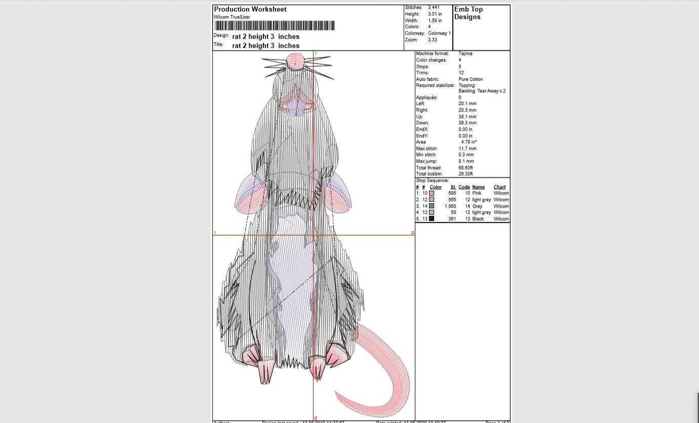 Rat mouse Machine Embroidery Design 2 6 Sizes / Dst - Etsy