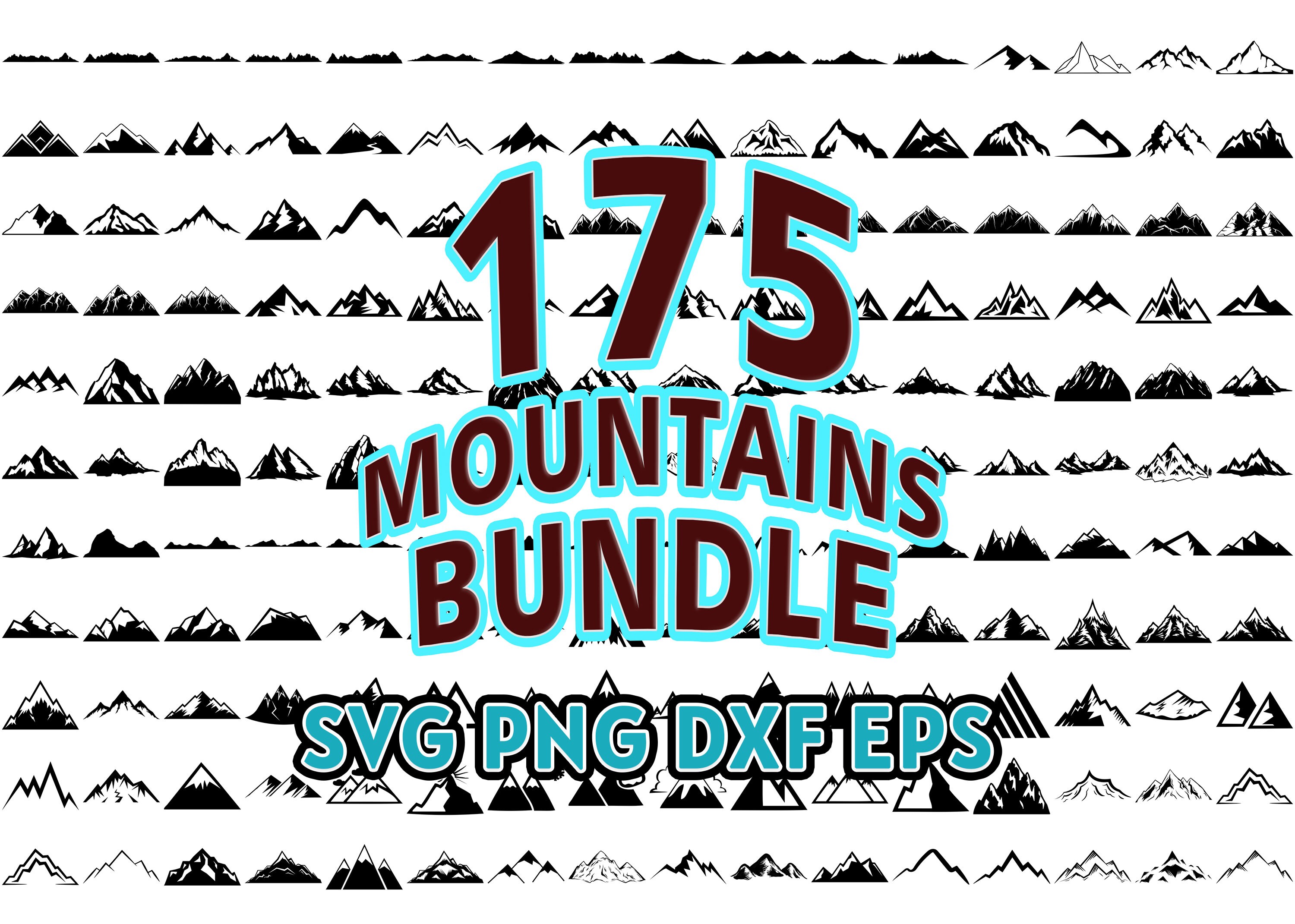 175 BERGE SVG Bundle, Berge Silhouette Set, Cut File Clipart ...