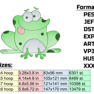Frog Machine Embroidery. Cute Baby Animal Embroidery 4x4 Design. Pe ...