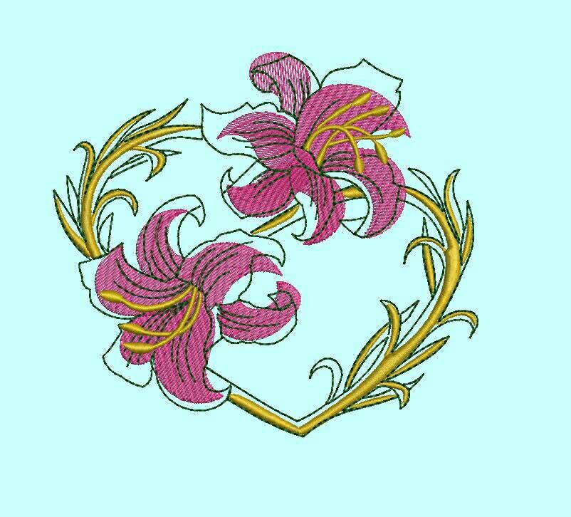 Lilies Flowers Machine Embroidery Design 2 Sizes 5x5 6x10 | Etsy