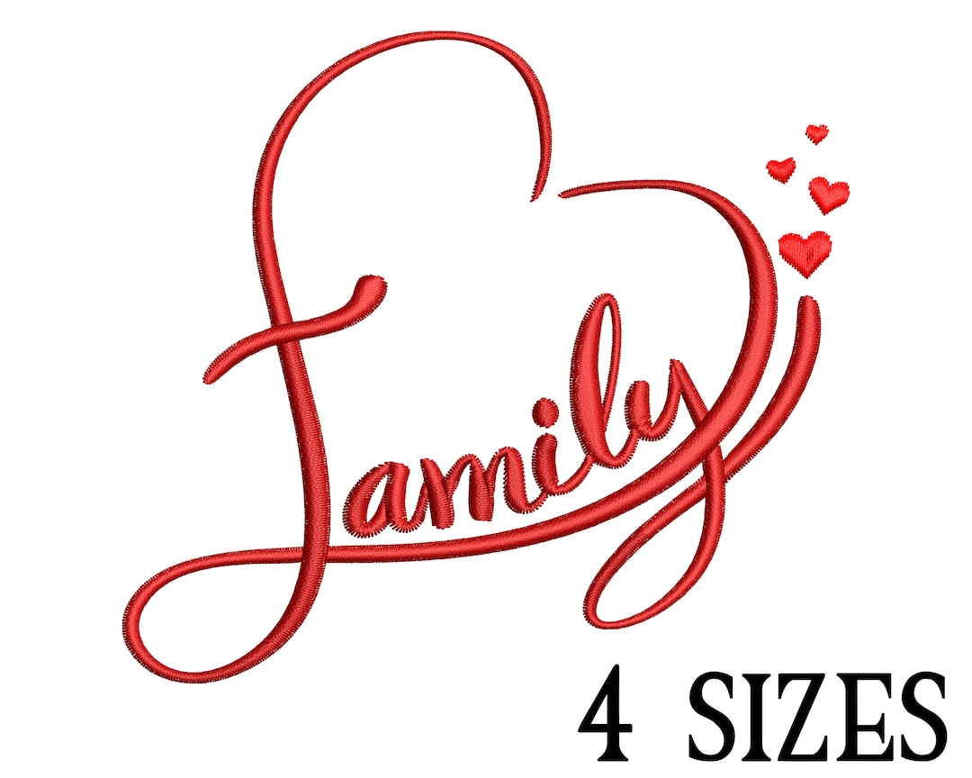 Family Heart 4 Sizes, Machine Embroidery Design. Family Embroidery ...
