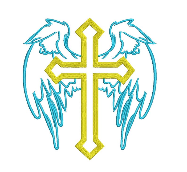 Christian Cross With Wings Machine Embroidery Design 3 - Etsy