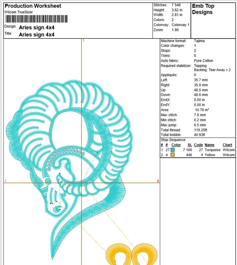 Aries Zodiac Sign Machine Embroidery Design 3 Sizes Pes - Etsy