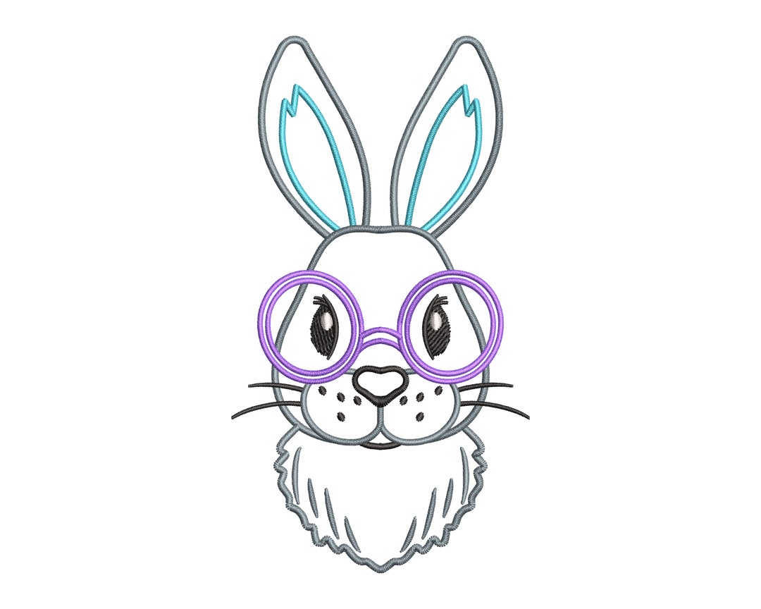Bunny in Glasses Machine Embroidery Design 5 Sizes, Cute Easter ...