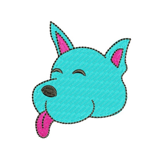 Dog Cartoon Face Machine Embroidery Design 6 Sizes - Etsy