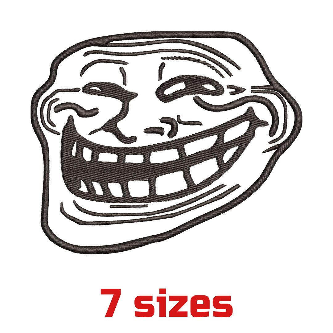 Troll Face Machine Embroidery Design 7 Sizes, Funny Meme Design for ...