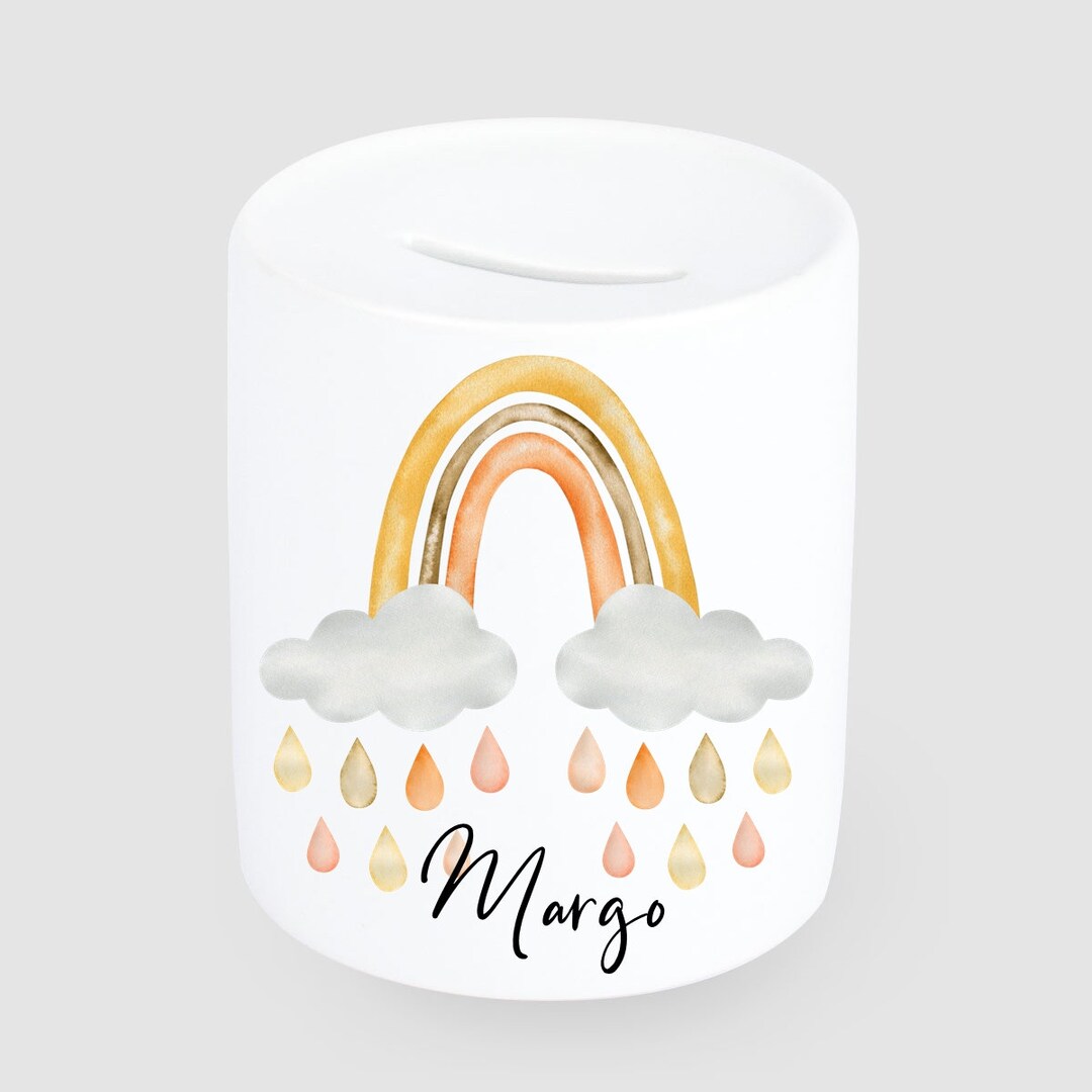 Rainbow Money Box, Ceramic Money Box, Money Box With Name, Personalized ...