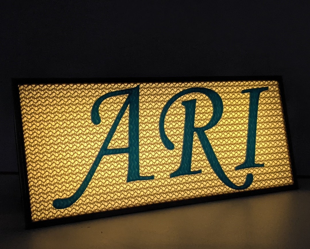 3D Printed Light Box, Lamp, Name Printed Lightbox, Personalised Light ...