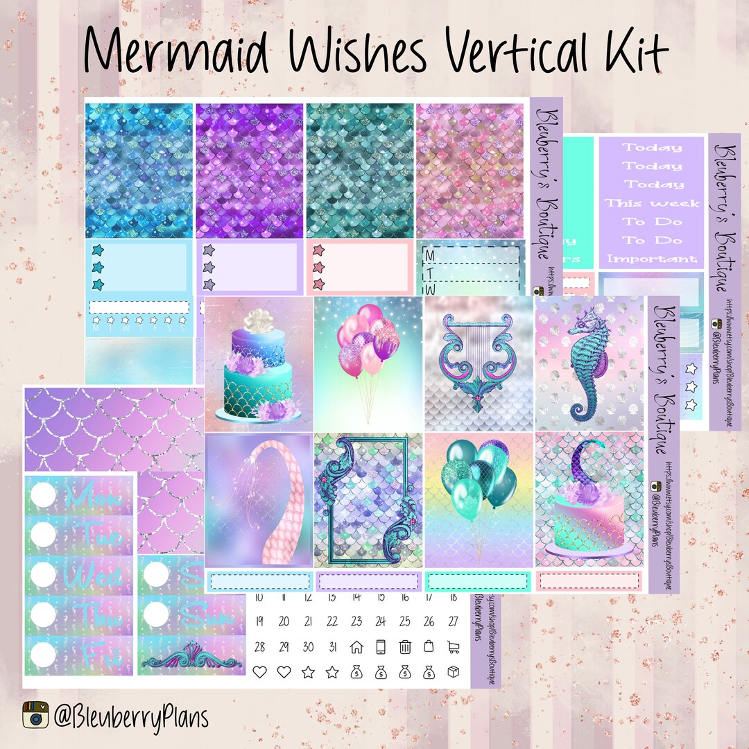 Mermaid Wishes Collection, Standard Vertical Kit, Journal Kit - Etsy