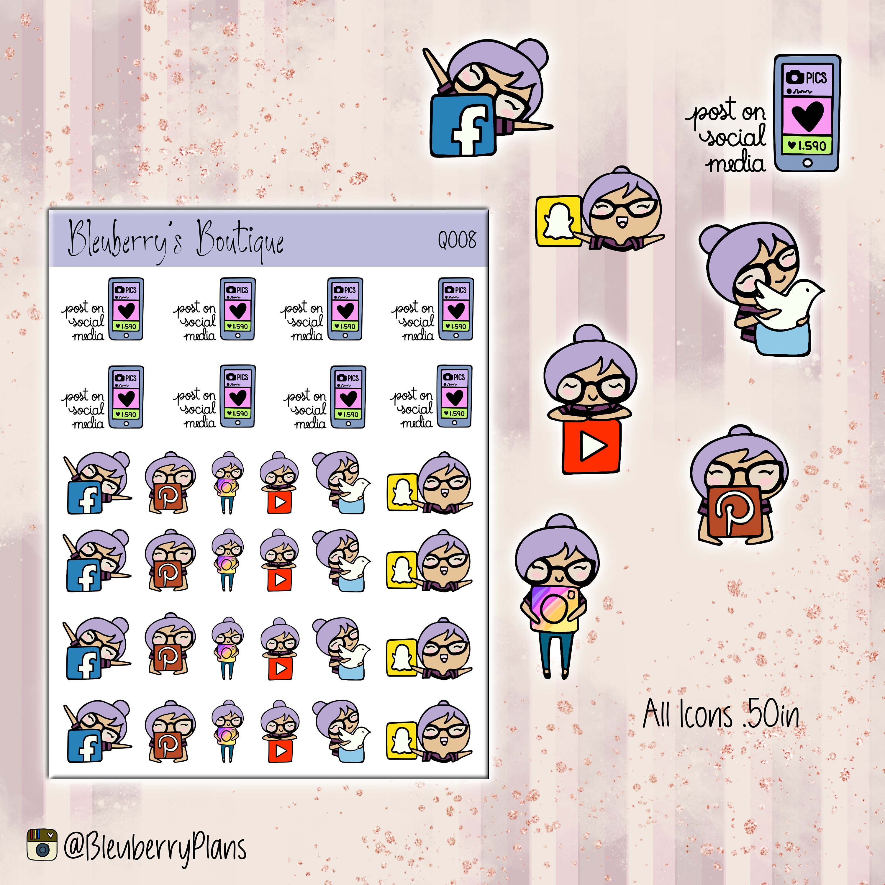 Cute Social Media Characters - Etsy UK