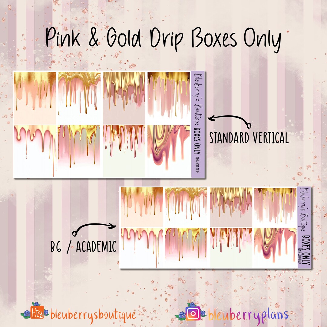 Pink & Gold Drip Boxes Only in Standard Vertical and B6/academic Size ...