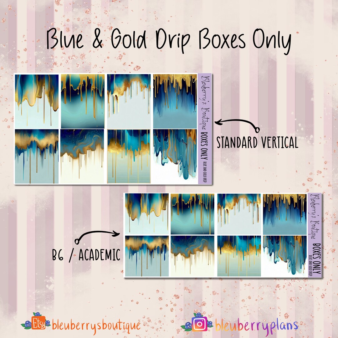 Blue & Gold Drip Boxes Only in Standard Vertical and B6/academic Size ...