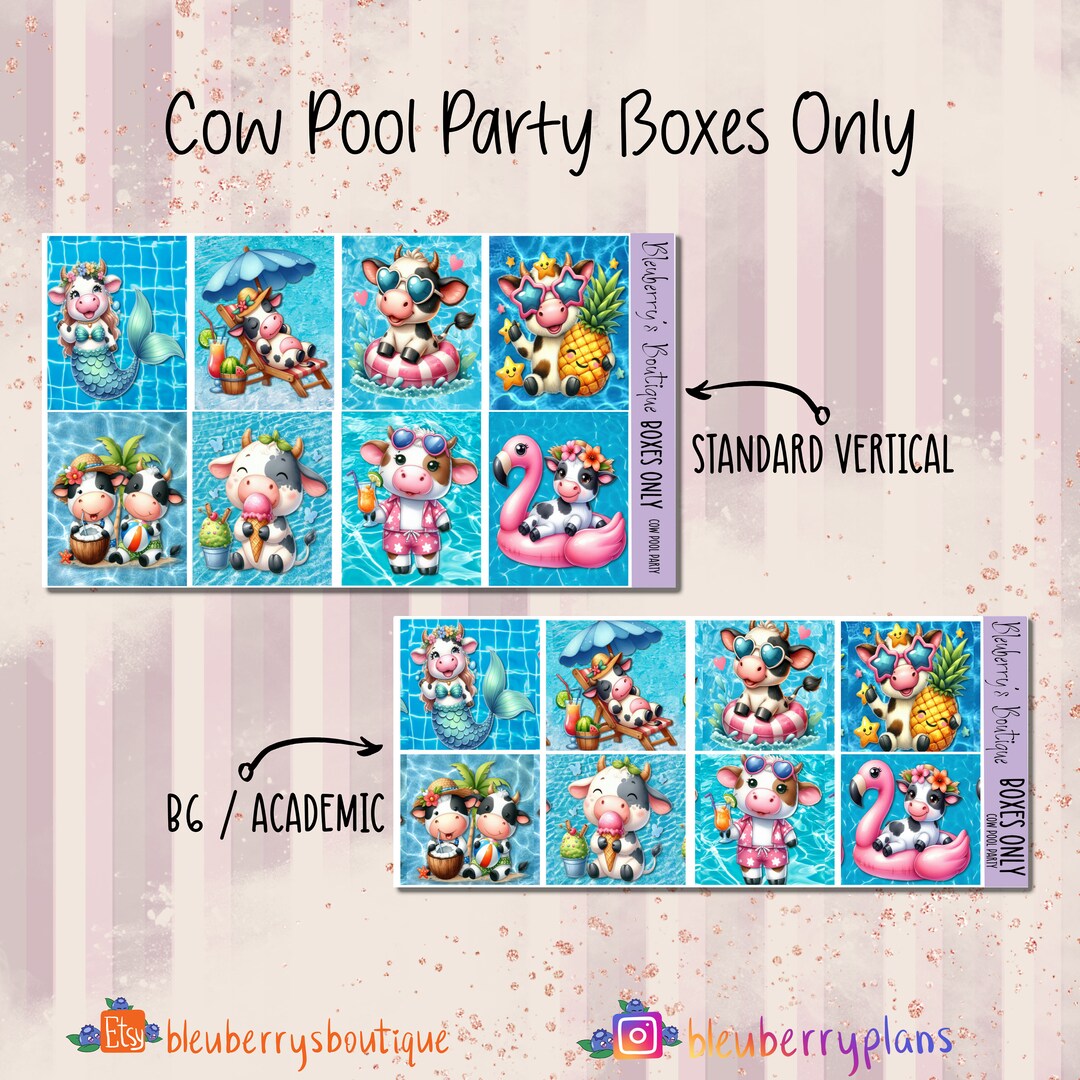 Cow Pool Party Boxes Only in Standard Vertical and B6/academic Size - Etsy