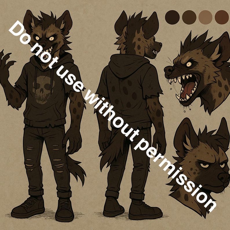 Edgy Horror Hyena Fursona – Semi-realistic Grunge Anthro Character ...