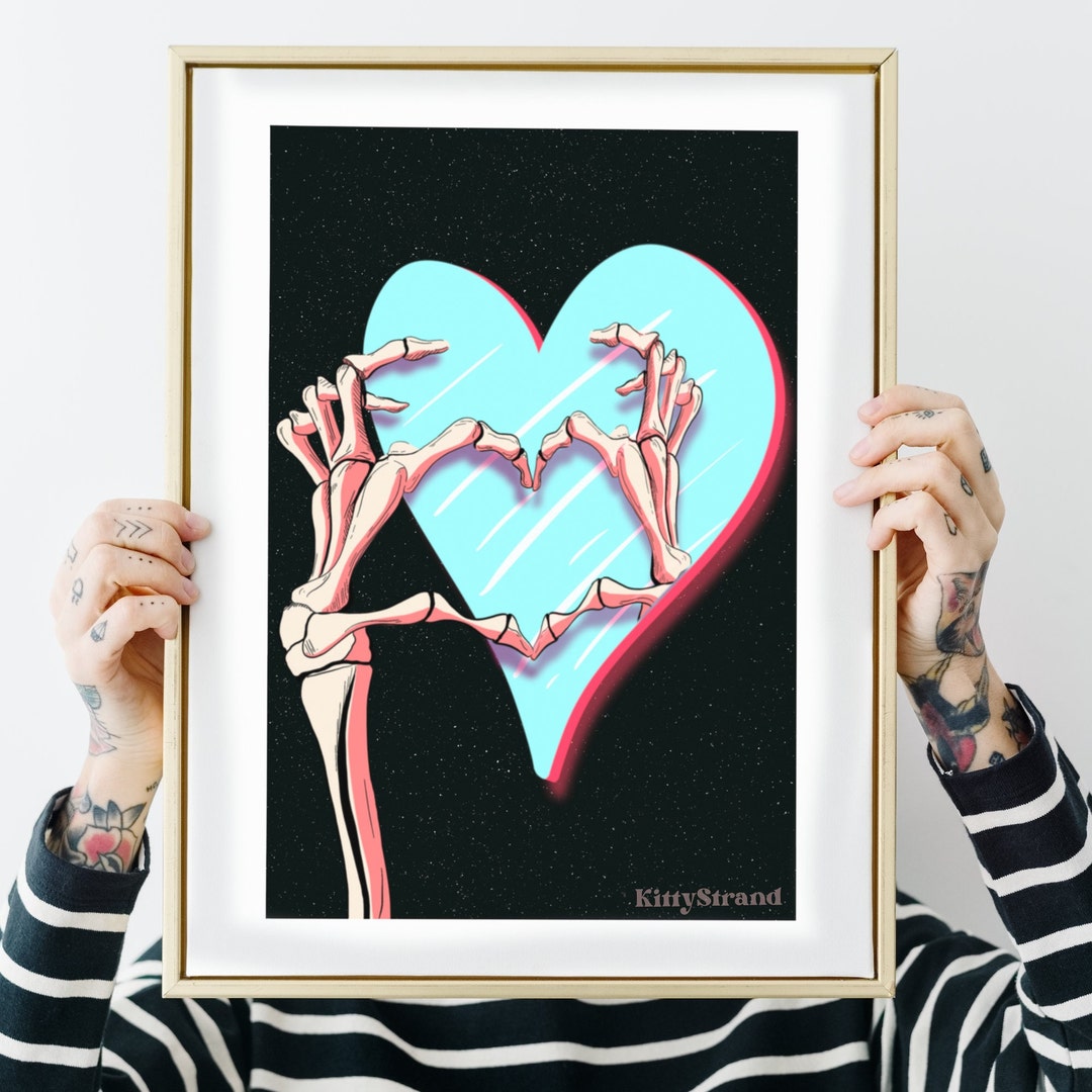 Heart Shaped Skeleton Art Print Skeleton Wall Art Skeleton - Etsy