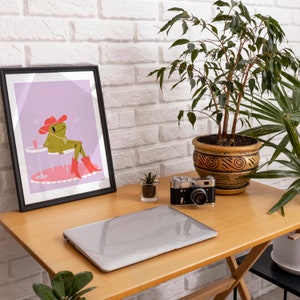 Howdy Partner Frog Art Print Frog Aesthetic Art Print Lilac Green Wall ...