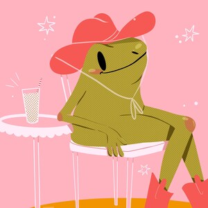 Set of 2 Howdy Partner Frog Art Prints Pack of 2 Frog Aesthetic Art ...